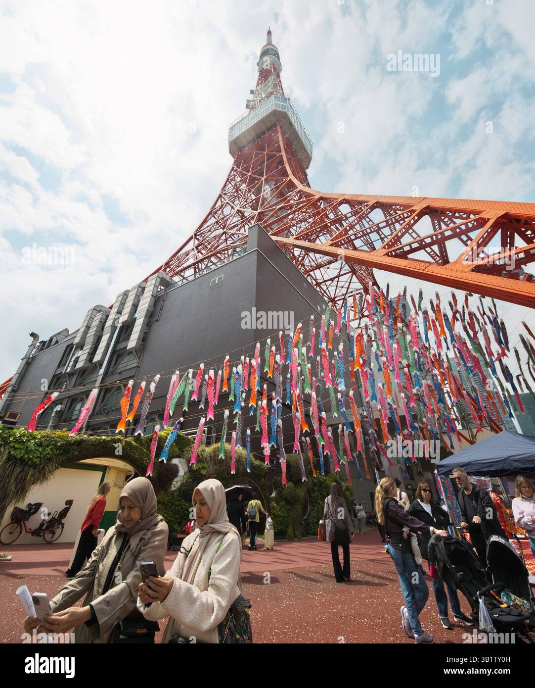 Tokyo, Japan. 26th Apr, 2025. Carp Streamers are seen on display around ...