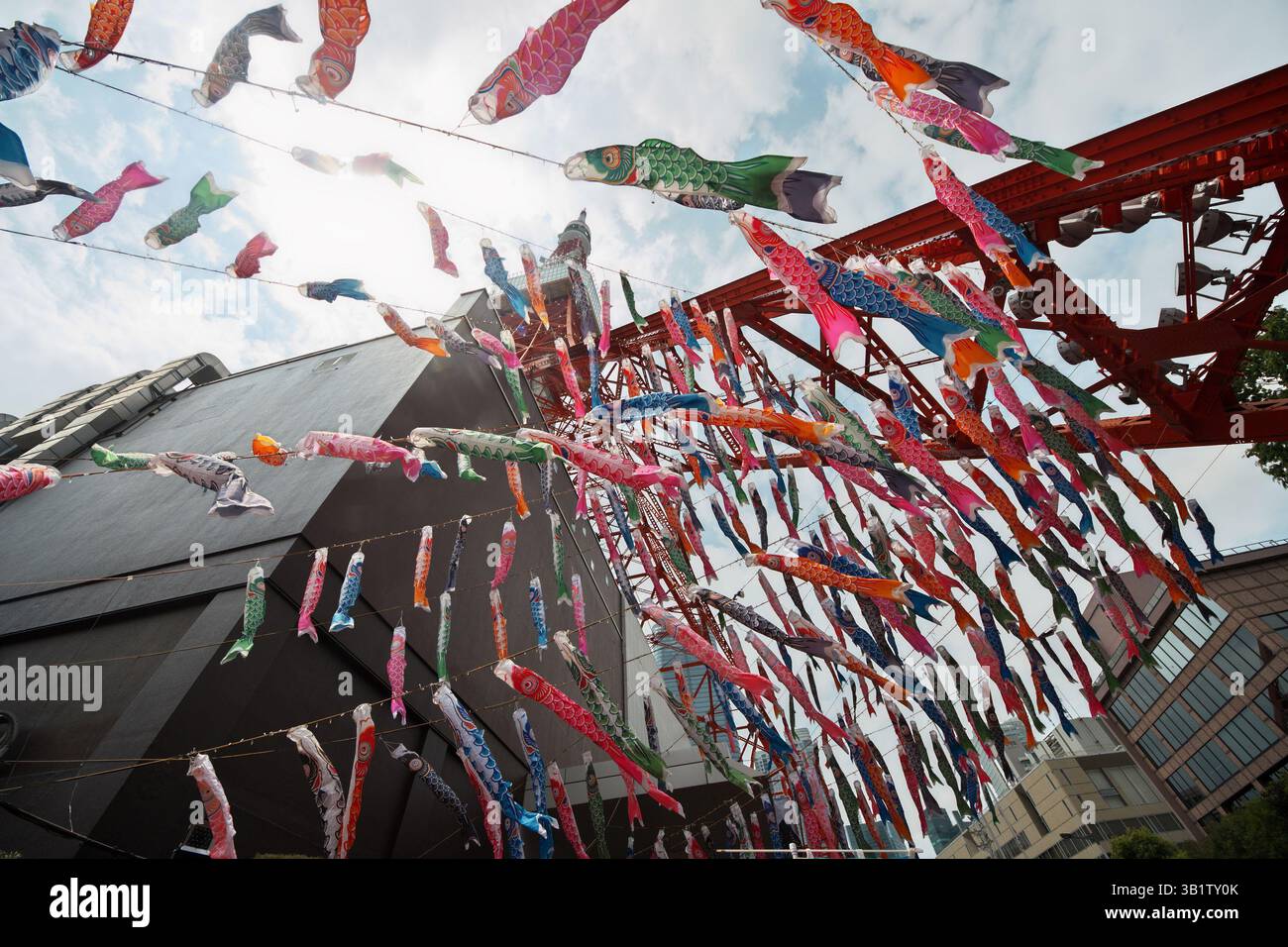Tokyo, Japan. 26th Apr, 2025. Carp Streamers are seen on display around ...