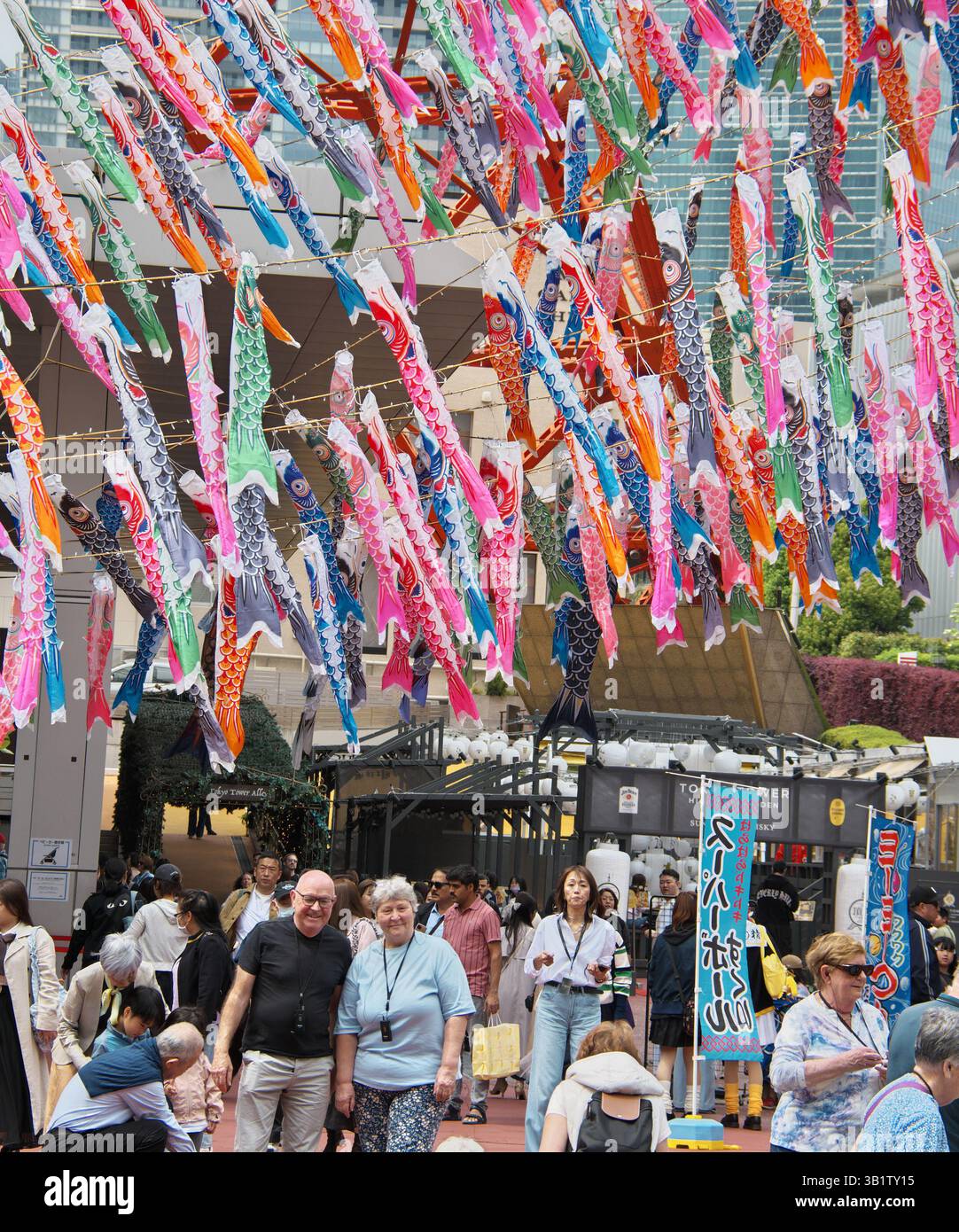 Tokyo, Japan. 26th Apr, 2025. Carp Streamers are seen on display around ...