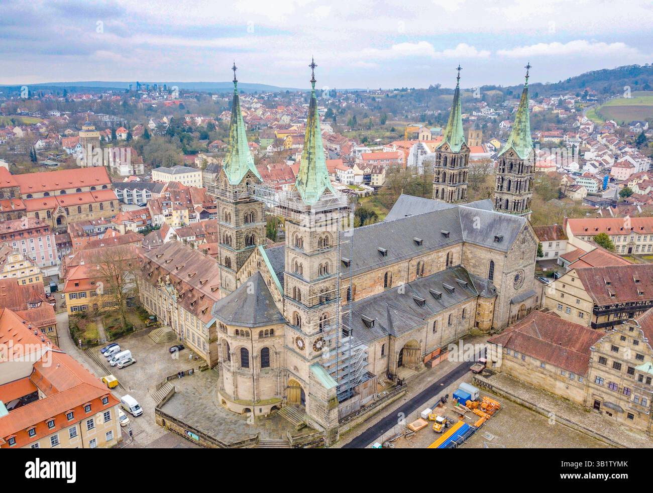 Bamberg. 24th Mar, 2025. An aerial drone photo taken on March 24, 2025 ...