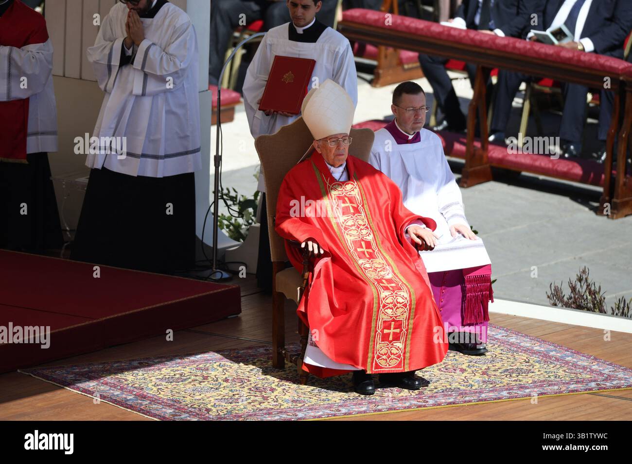 Cardinal Giovanni Battista Re during Pope Francis' funeral ceremony at ...