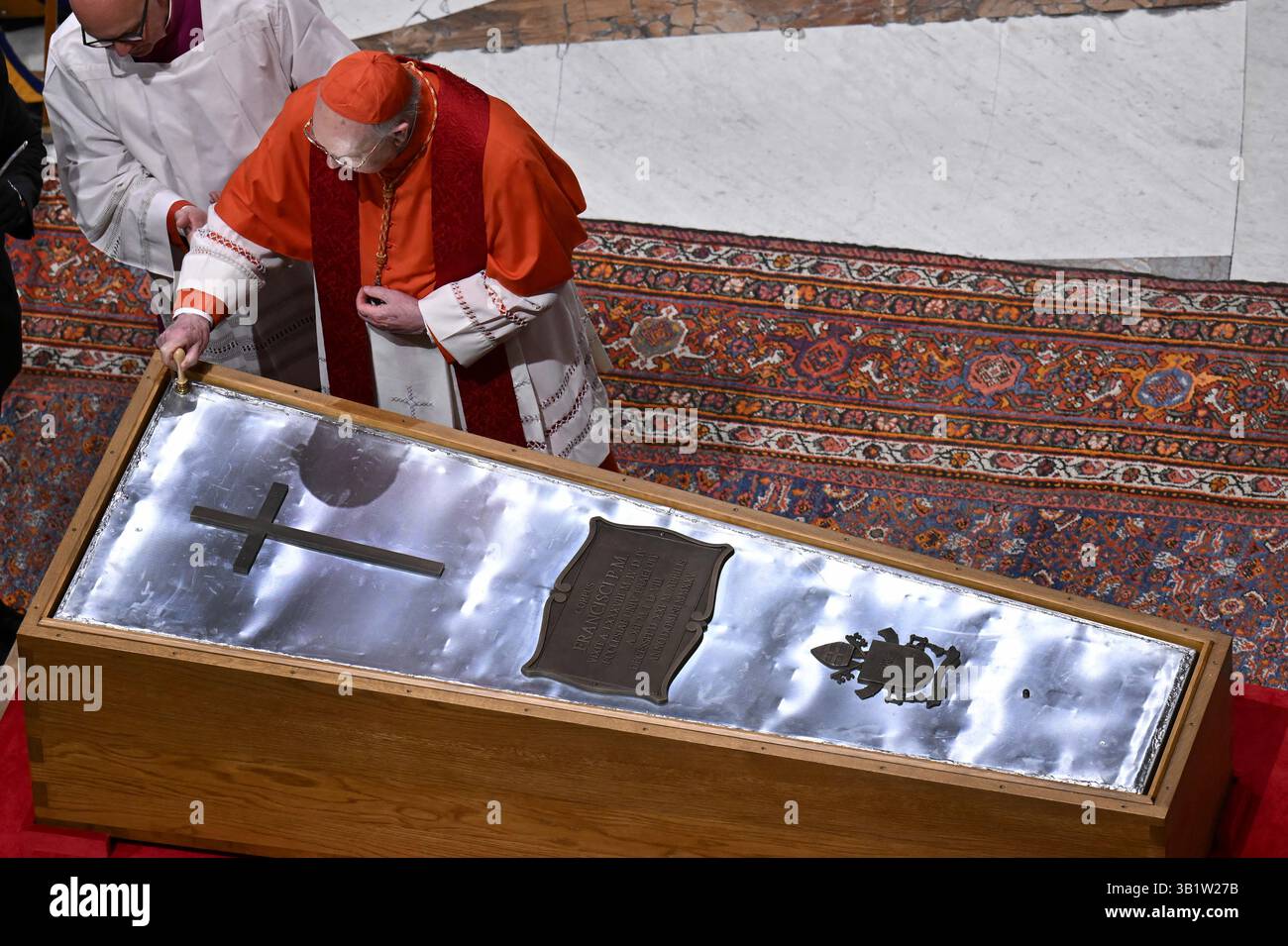 The casket of Pope Francis is sealed at St. Peter's Basilica, ahead of ...