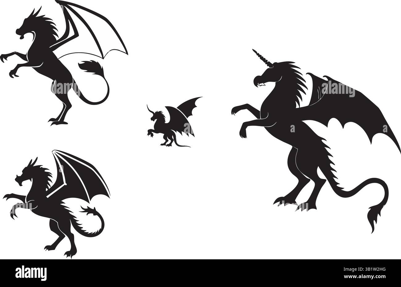 Mythical dragon clipart Black and White Stock Photos & Images - Alamy