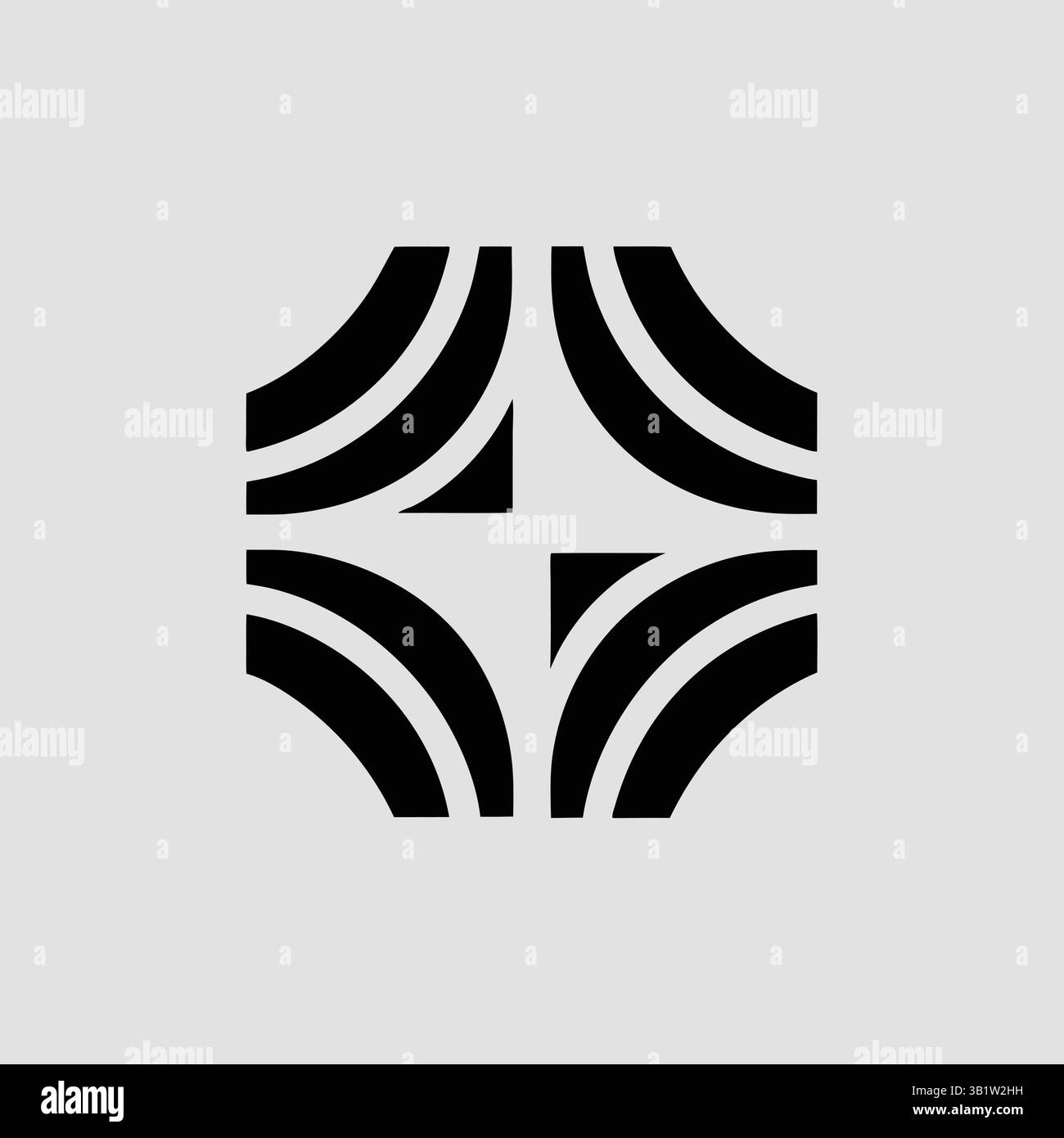 Abstract design featuring four quadrants with curved lines and ...