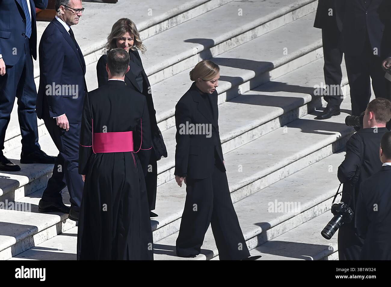 Giorgia Meloni during the funeral of Pope Francis Bergoglio in Piazza ...