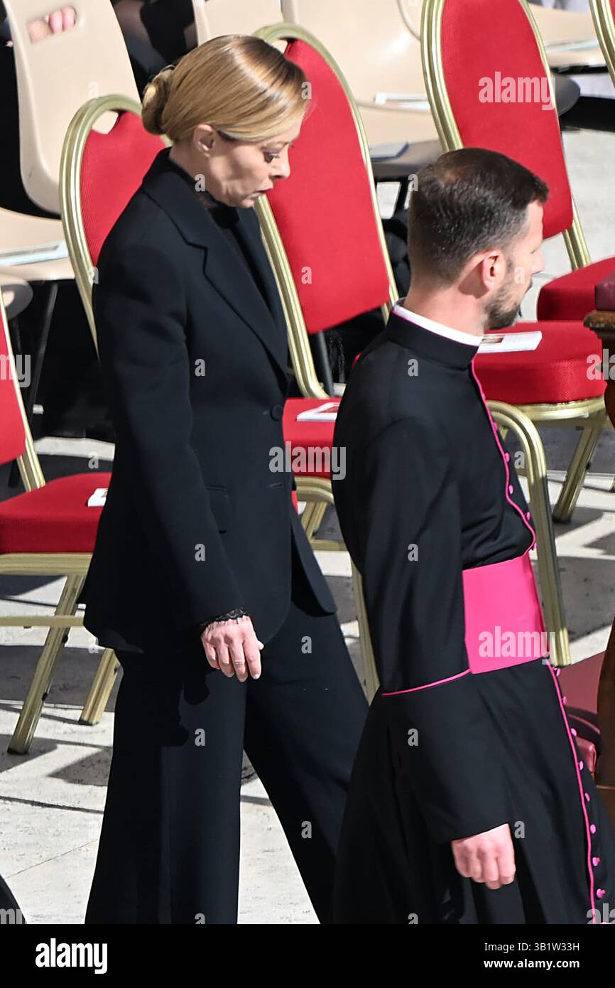 Roma, Lazio. 26th Apr, 2025. Giorgia Meloni during the funeral of Pope ...