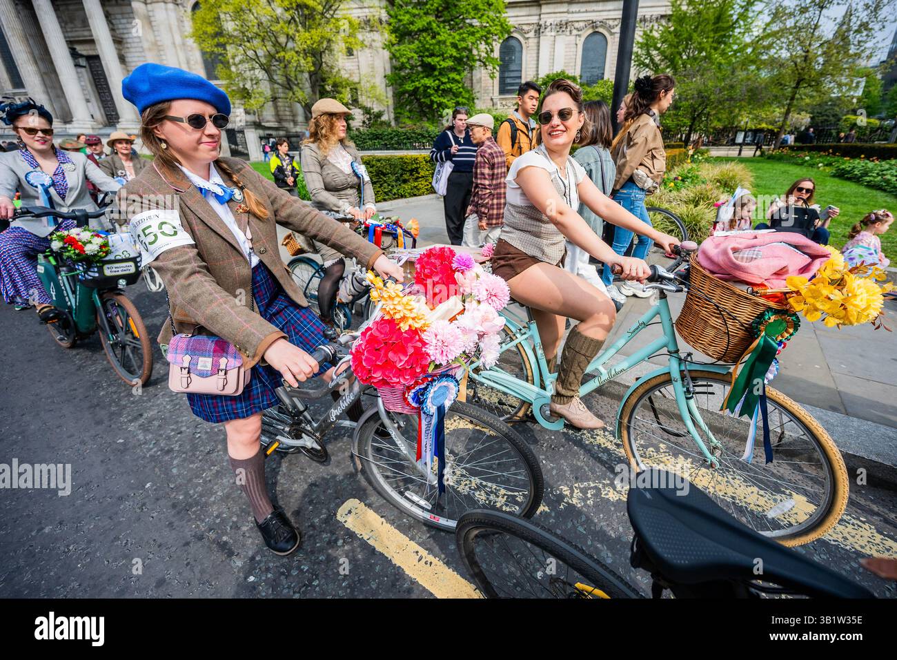 London, UK. 26th Apr, 2025. Passing St Pauls Cathedral - The Tweed Run ...