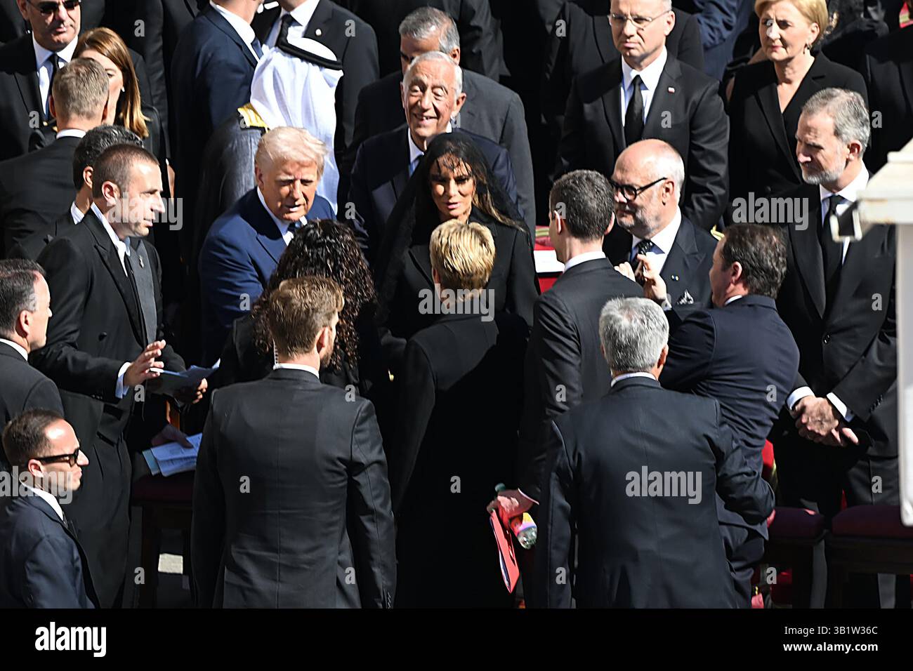 Roma, Lazio. 26th Apr, 2025. Donald And Melania Trump, And Juan Carlos ...