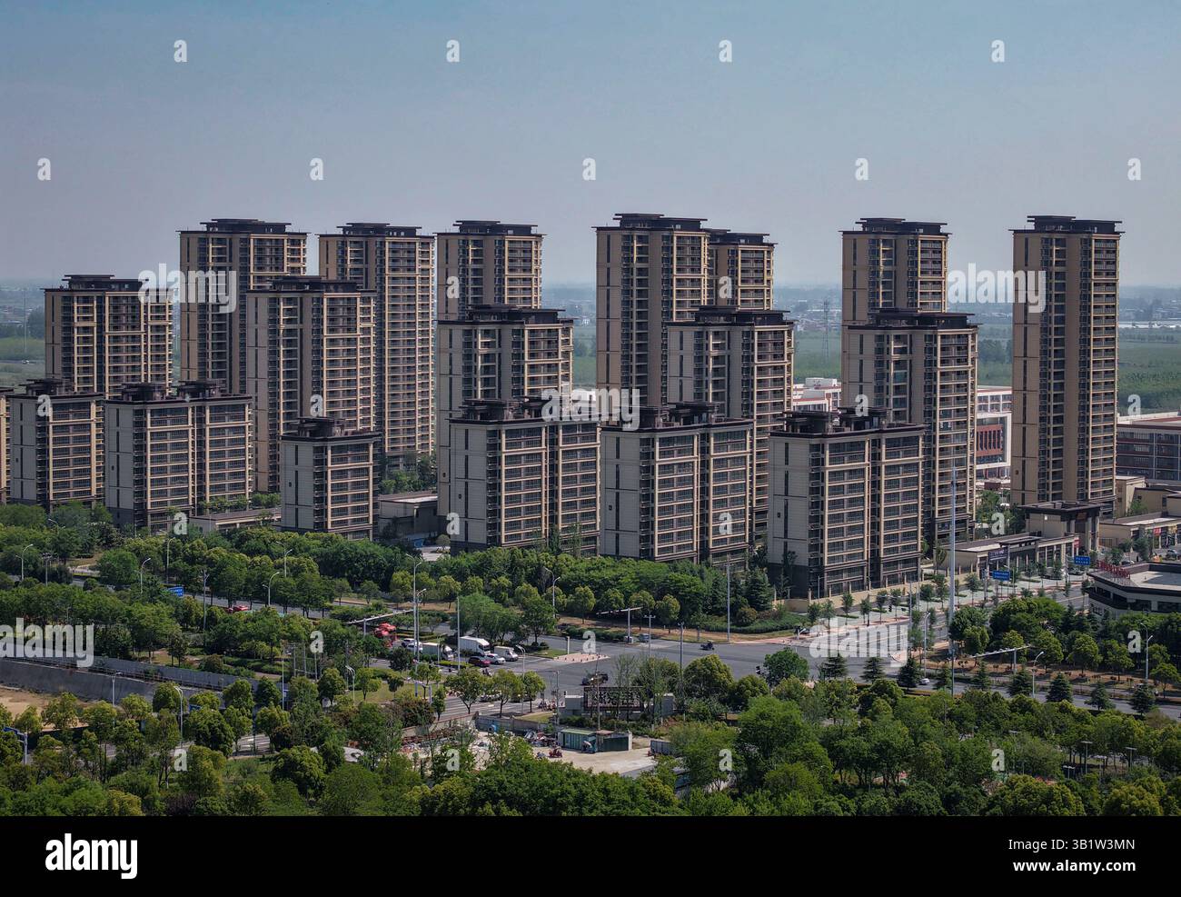 (EDITORS NOTE: Image taken with drone)Some high-rise residential ...