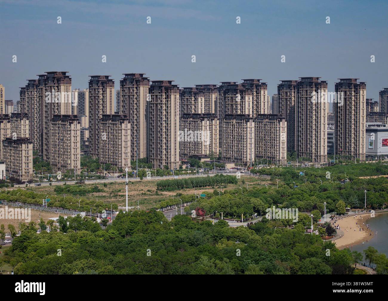 (EDITORS NOTE: Image taken with drone)Some high-rise residential ...