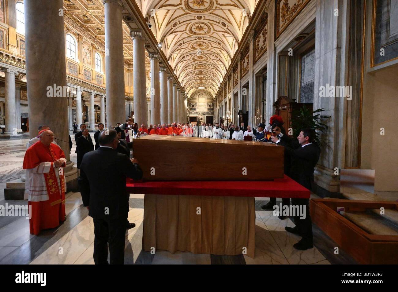 Cardinal Camerlengo Kevin Joseph Farrell , left, presides over the ...