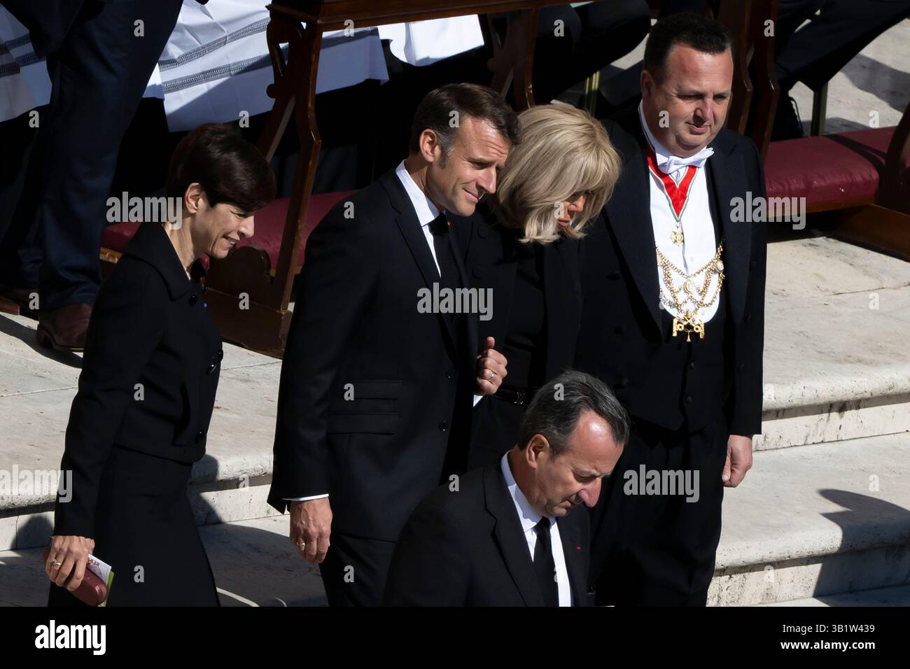 Rome, Italy. 26th Apr, 2025. French President Emmanuel Macron and his ...