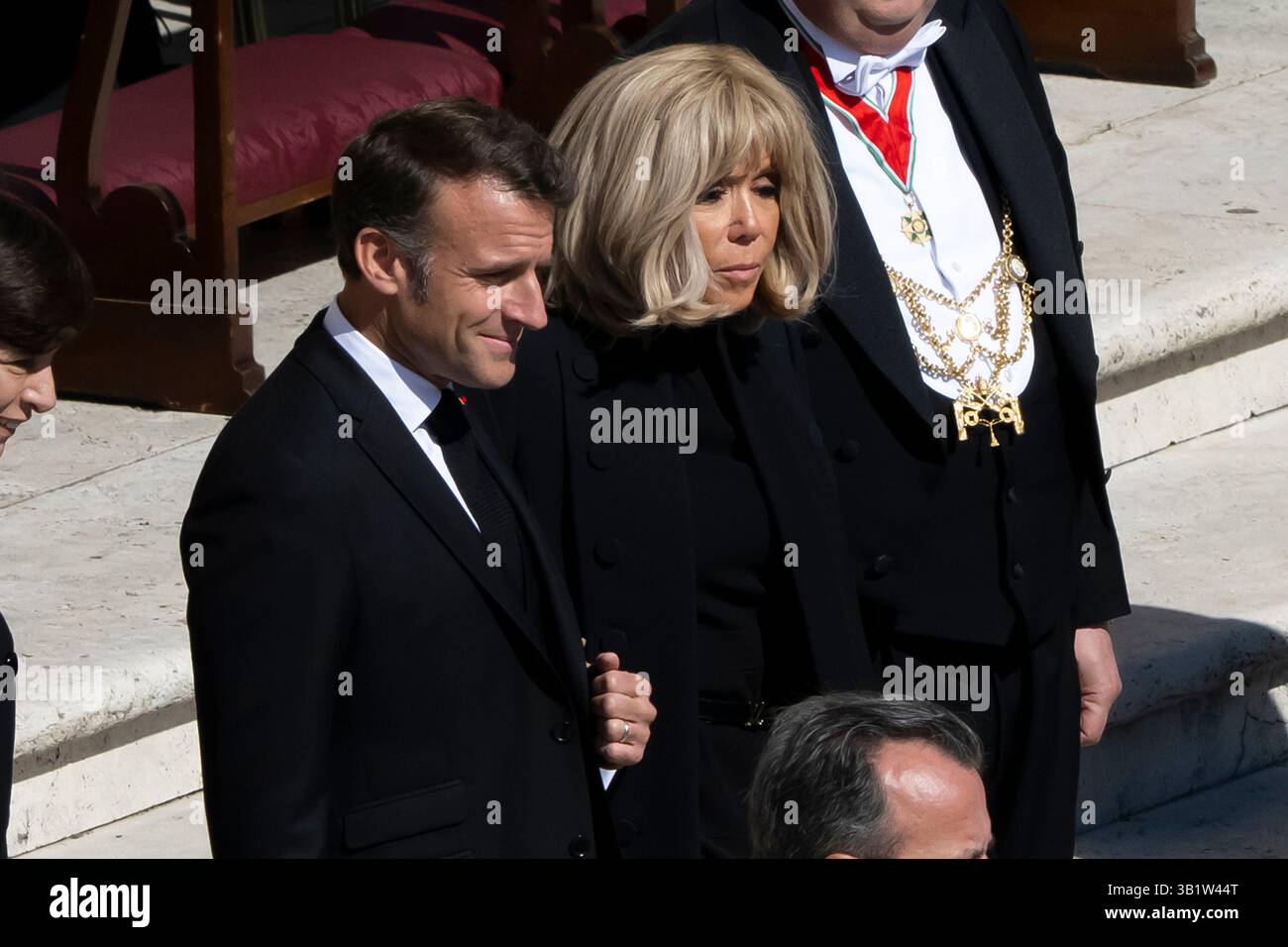 Rome, Italy. 26th Apr, 2025. French President Emmanuel Macron and his ...