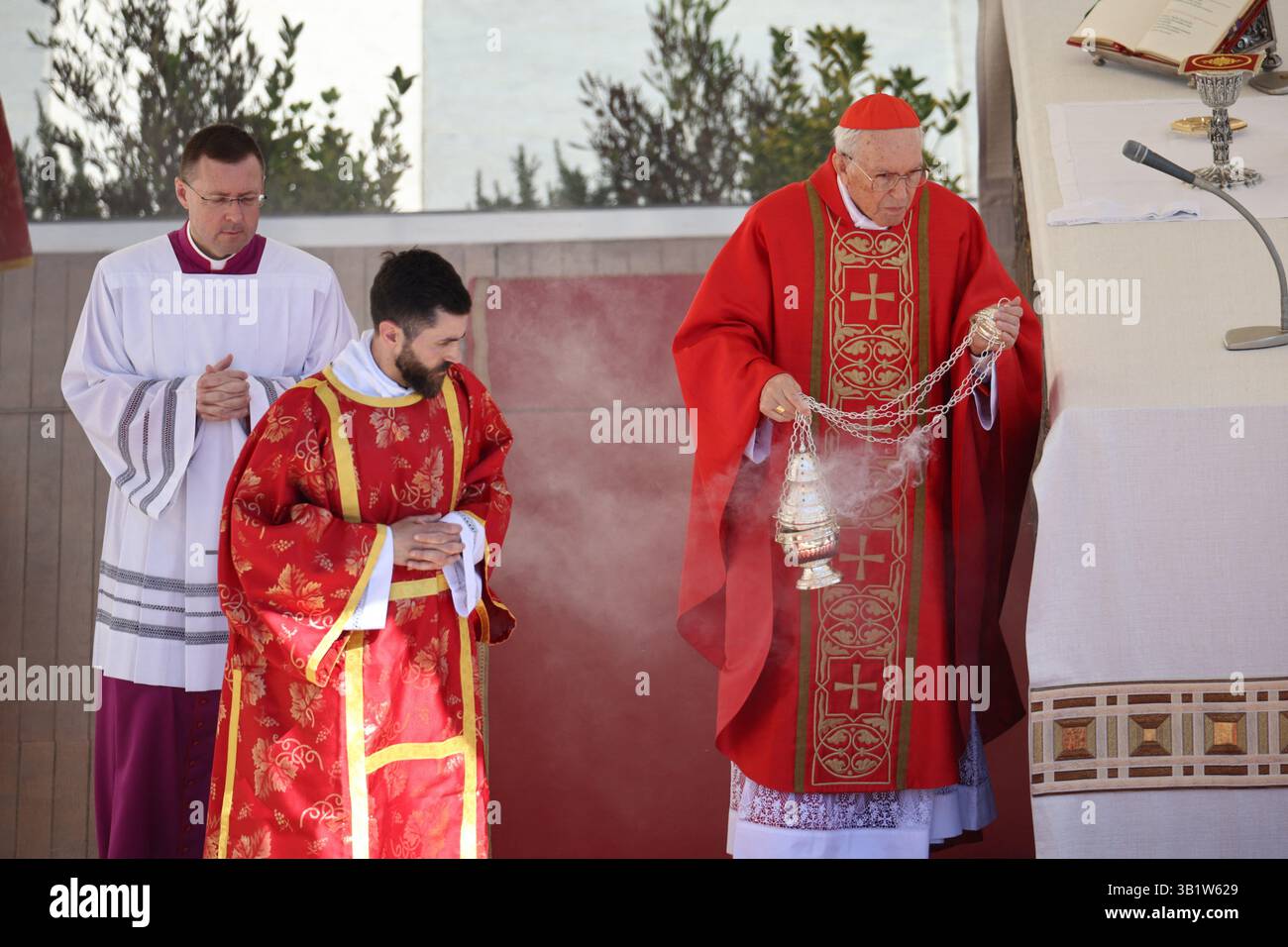 Cardinal Giovanni Battista Re attending Pope Francis' funeral ceremony ...