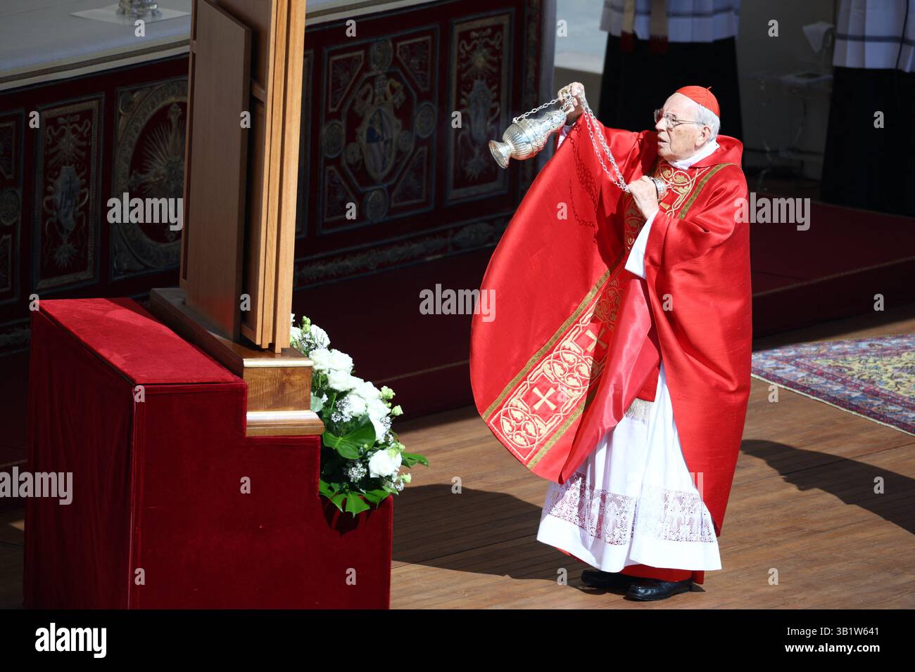 Cardinal Giovanni Battista Re attending Pope Francis' funeral ceremony ...