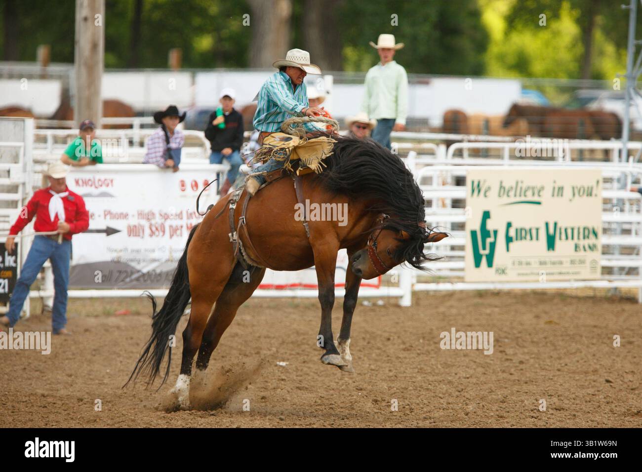 Bareback bronc riding competition at the 90th annual Black Hills ...