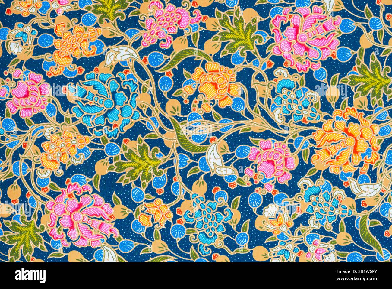 Batik with flowers and leaves patterns. The patterns on traditional ...