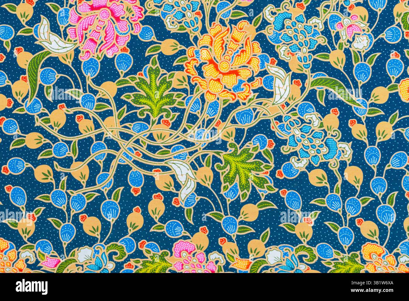 Batik with flowers and leaves patterns. The patterns on traditional ...