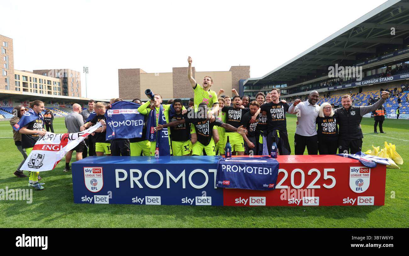 Port Vale celebrate promotion after the Sky Bet League Two match at ...