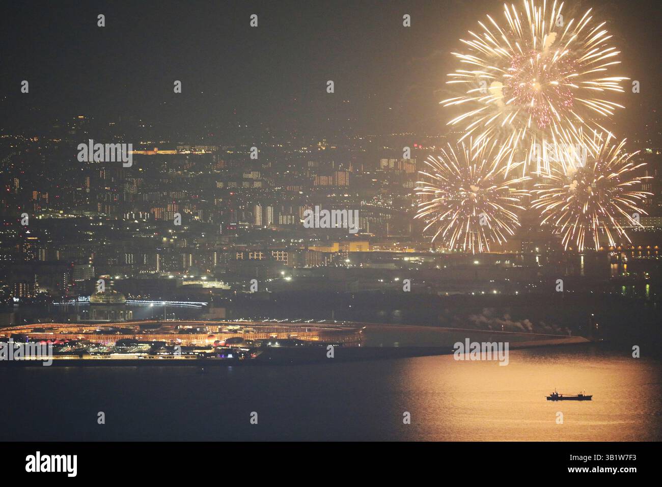 Fireworks at Yumeshima, venue for Expo 2025 Osaka, Kansai, Japan is ...