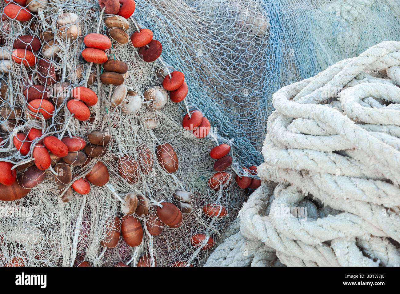Large pile fishing nets hi-res stock photography and images - Alamy