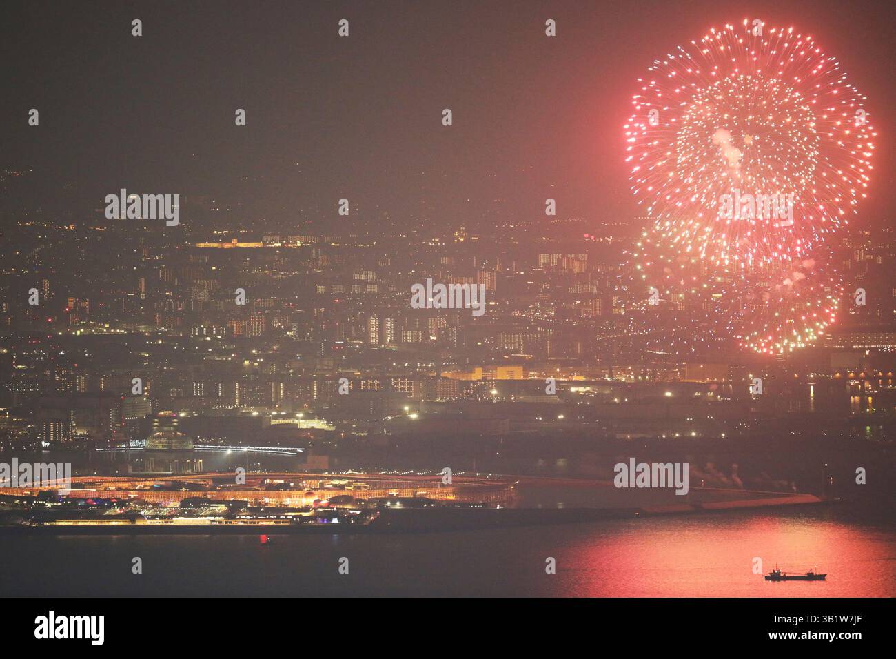 Fireworks at Yumeshima, venue for Expo 2025 Osaka, Kansai, Japan is ...