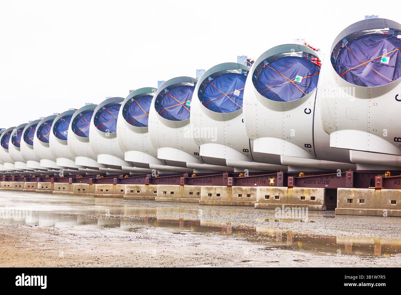 Aerial large wind turbine blades hi-res stock photography and images ...