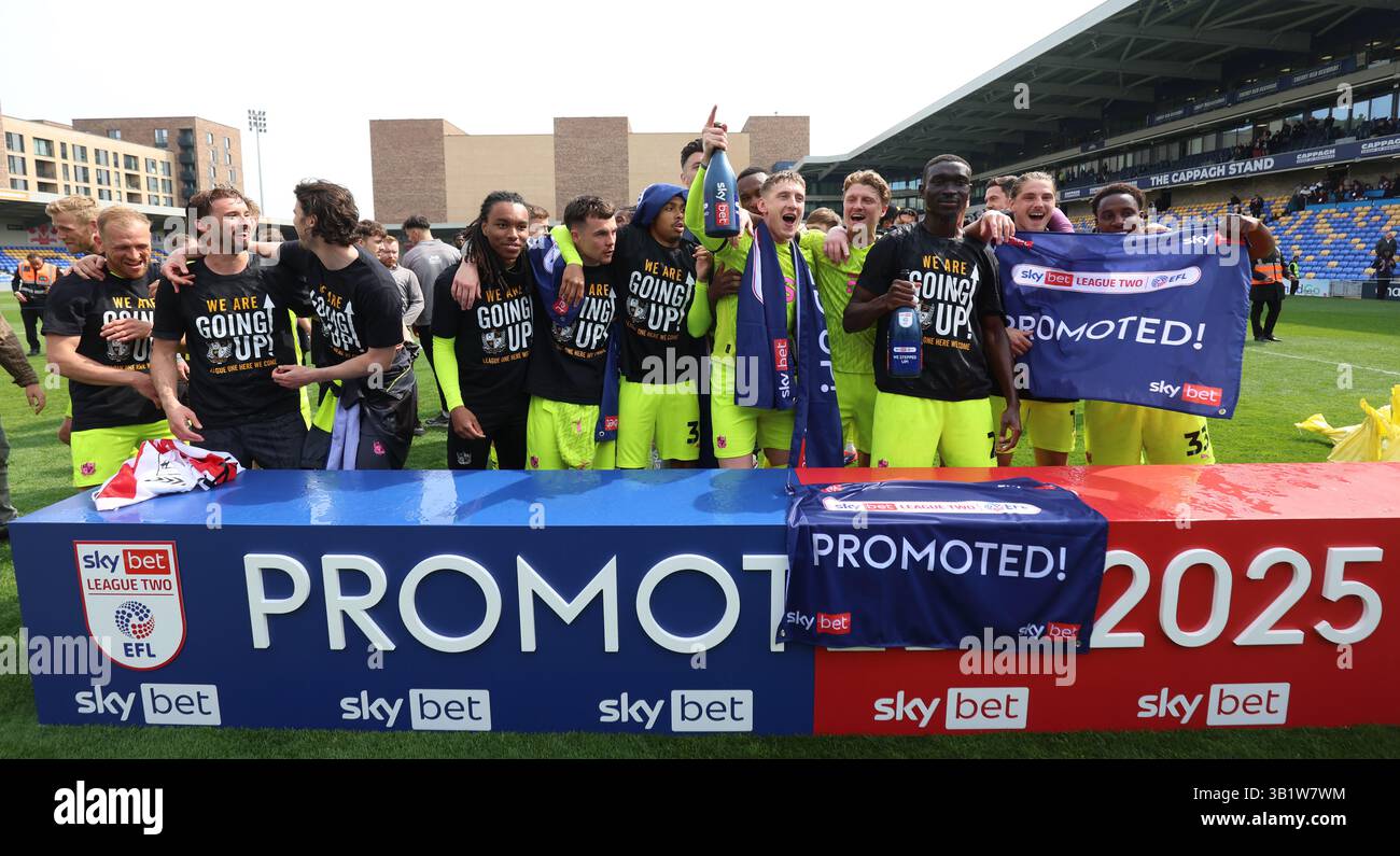 Port Vale celebrate promotion after the Sky Bet League Two match at ...