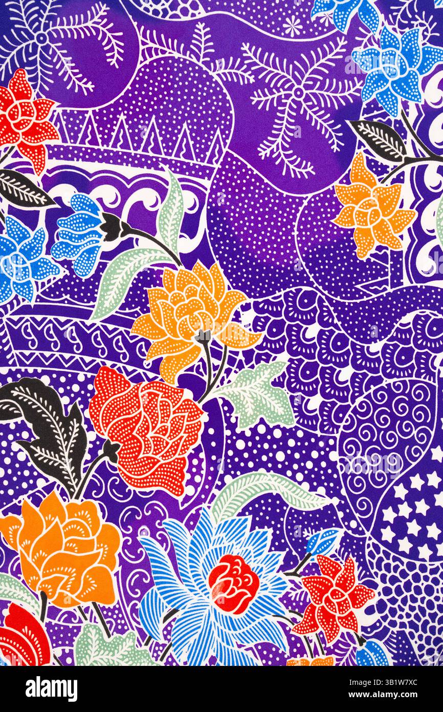 A photo of flower-patterned batik cloth that looks beautiful Stock ...