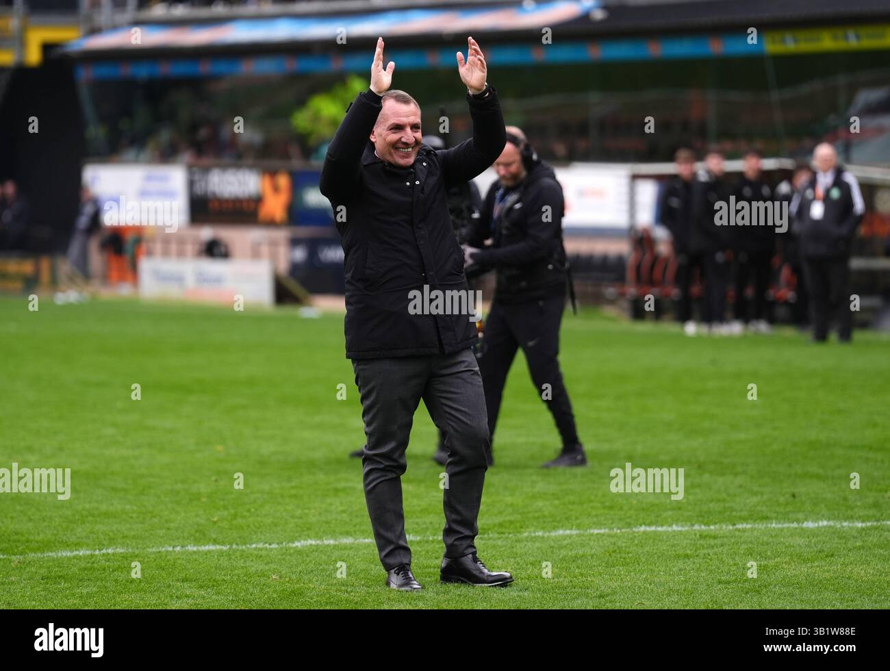 Celtic manager Brendan Rodgers celebrates victory in the William Hill ...