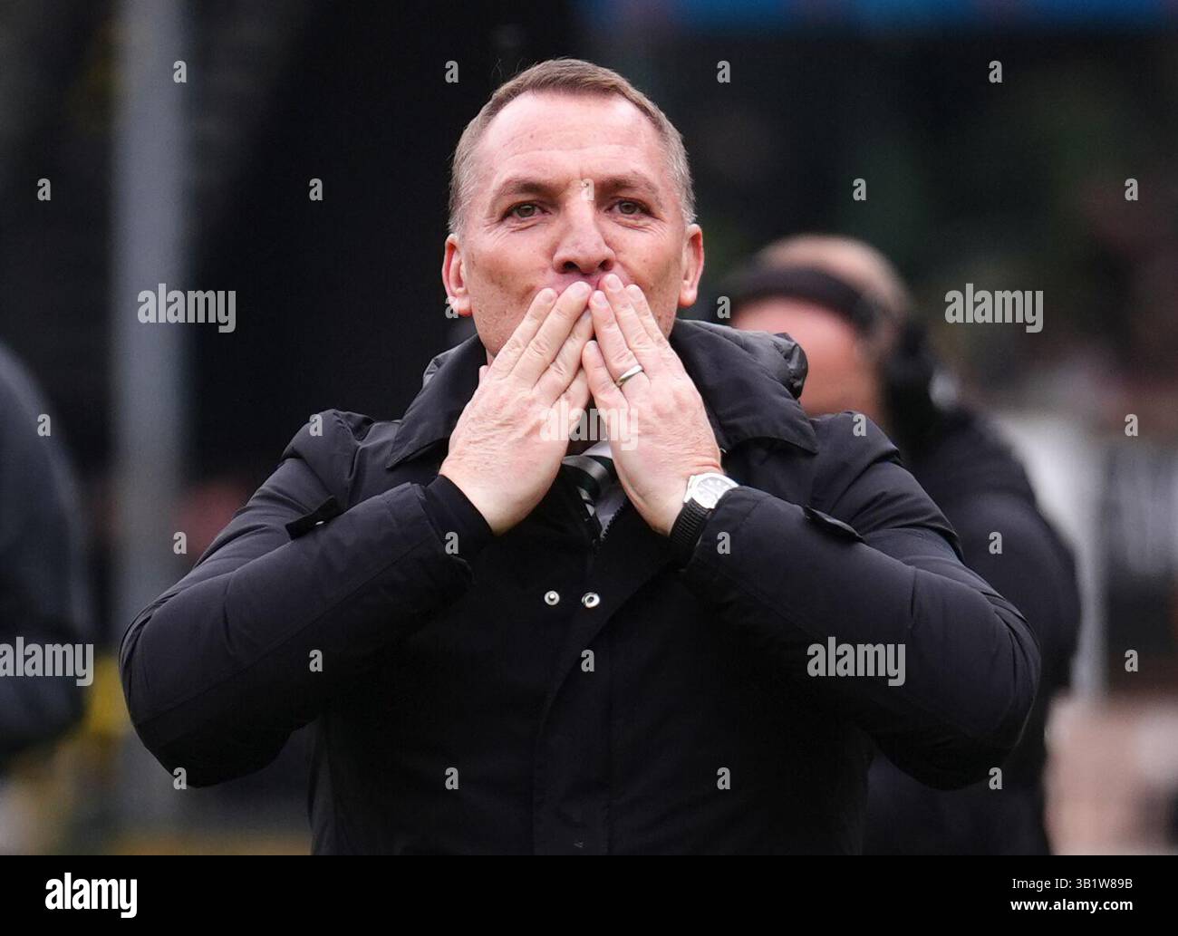 Celtic manager Brendan Rodgers celebrates victory in the William Hill ...