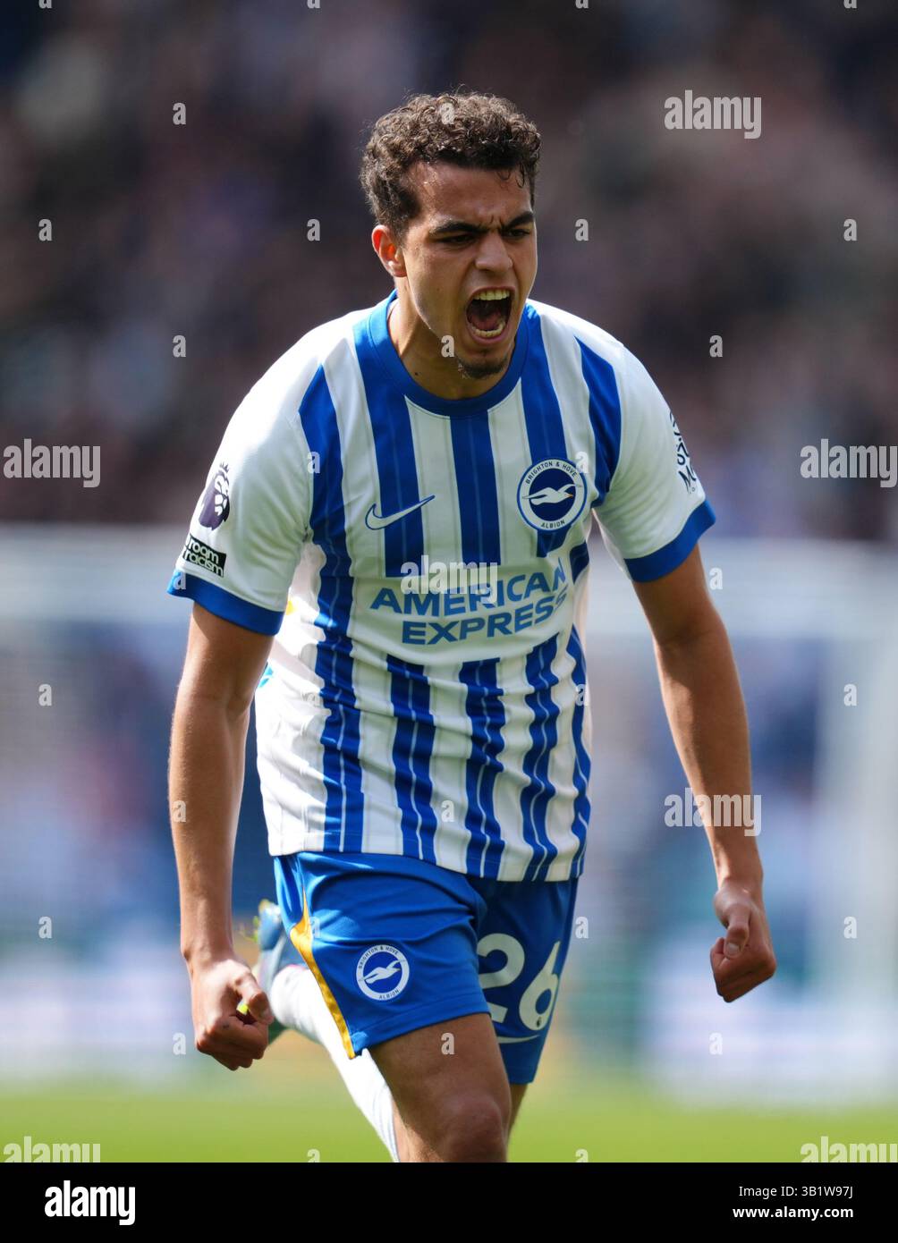 Brighton and Hove Albion's Yasin Ayari celebrates scoring their side's ...