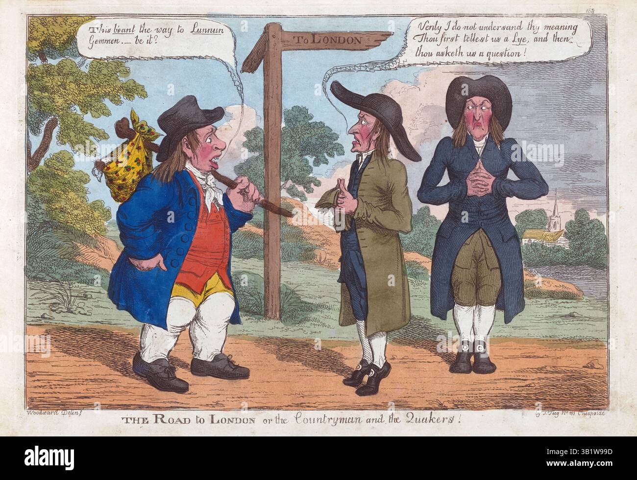 A funny print coloured engraving of The road to London, or the ...