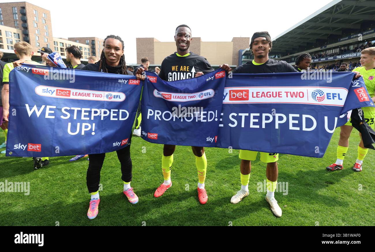 Port Vale celebrate promotion after the Sky Bet League Two match at ...