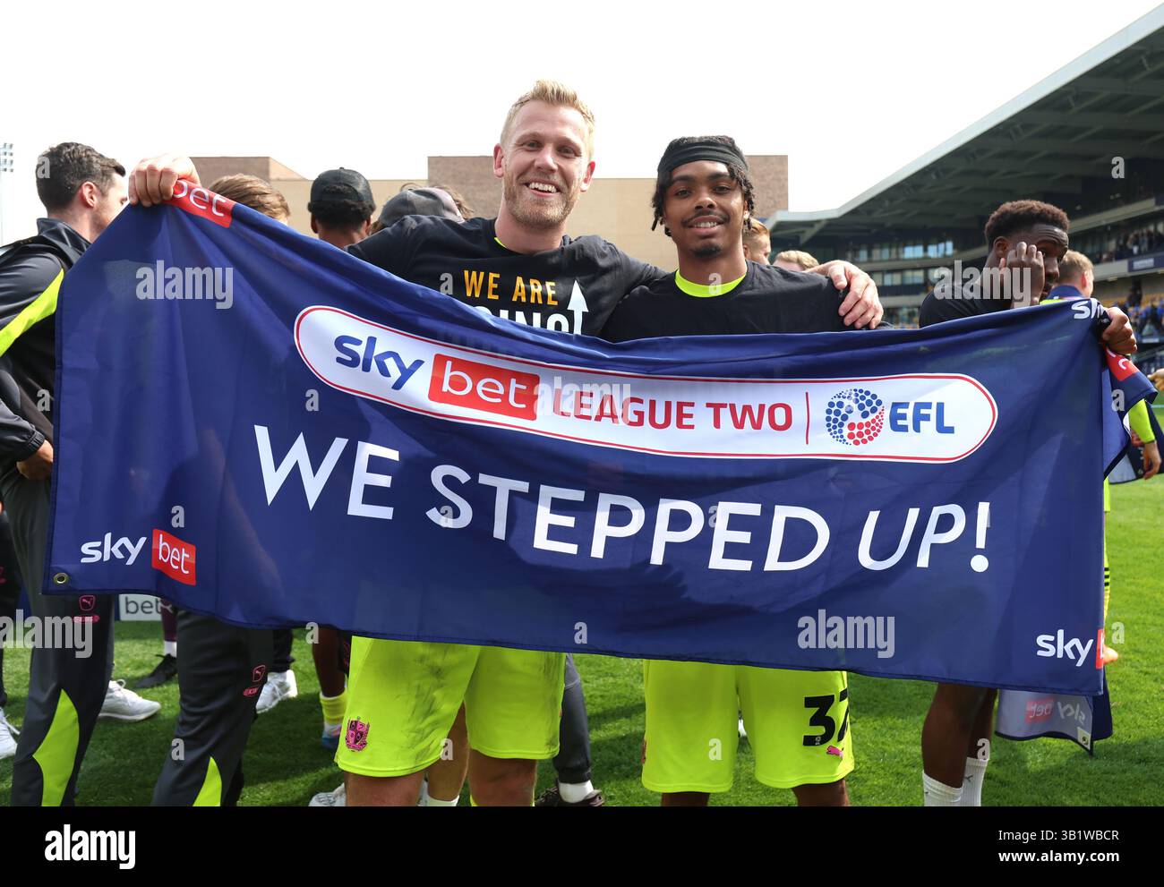 Port Vale's Jayden Stockley and Antwoine Hackford celebrate promotion ...