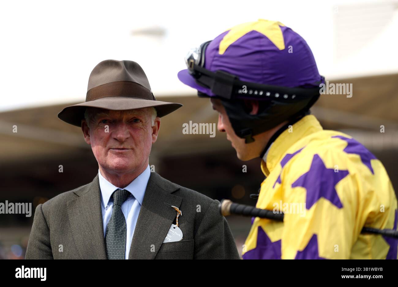 Trainer Willie Mullins and jockey Danny Mullins at Sandown Park ...