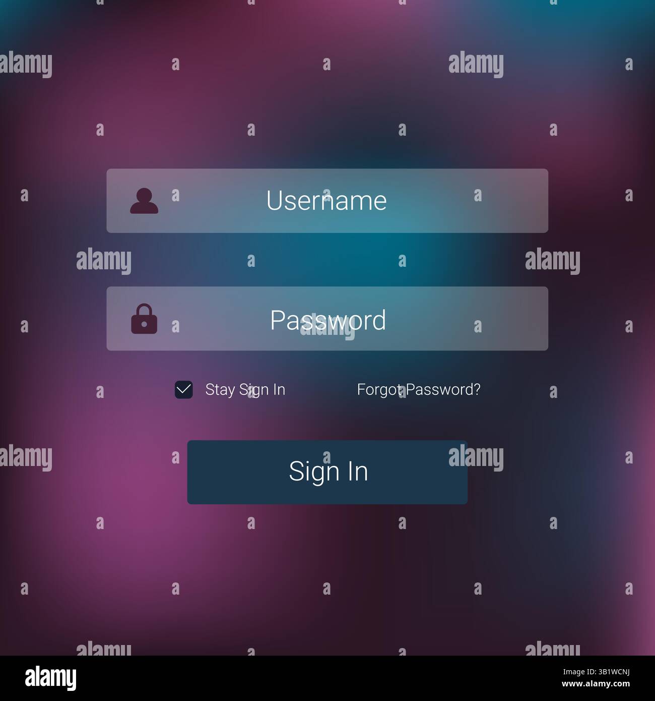 Elegant login form template with a soft blur gradient background in purple and teal tones ...