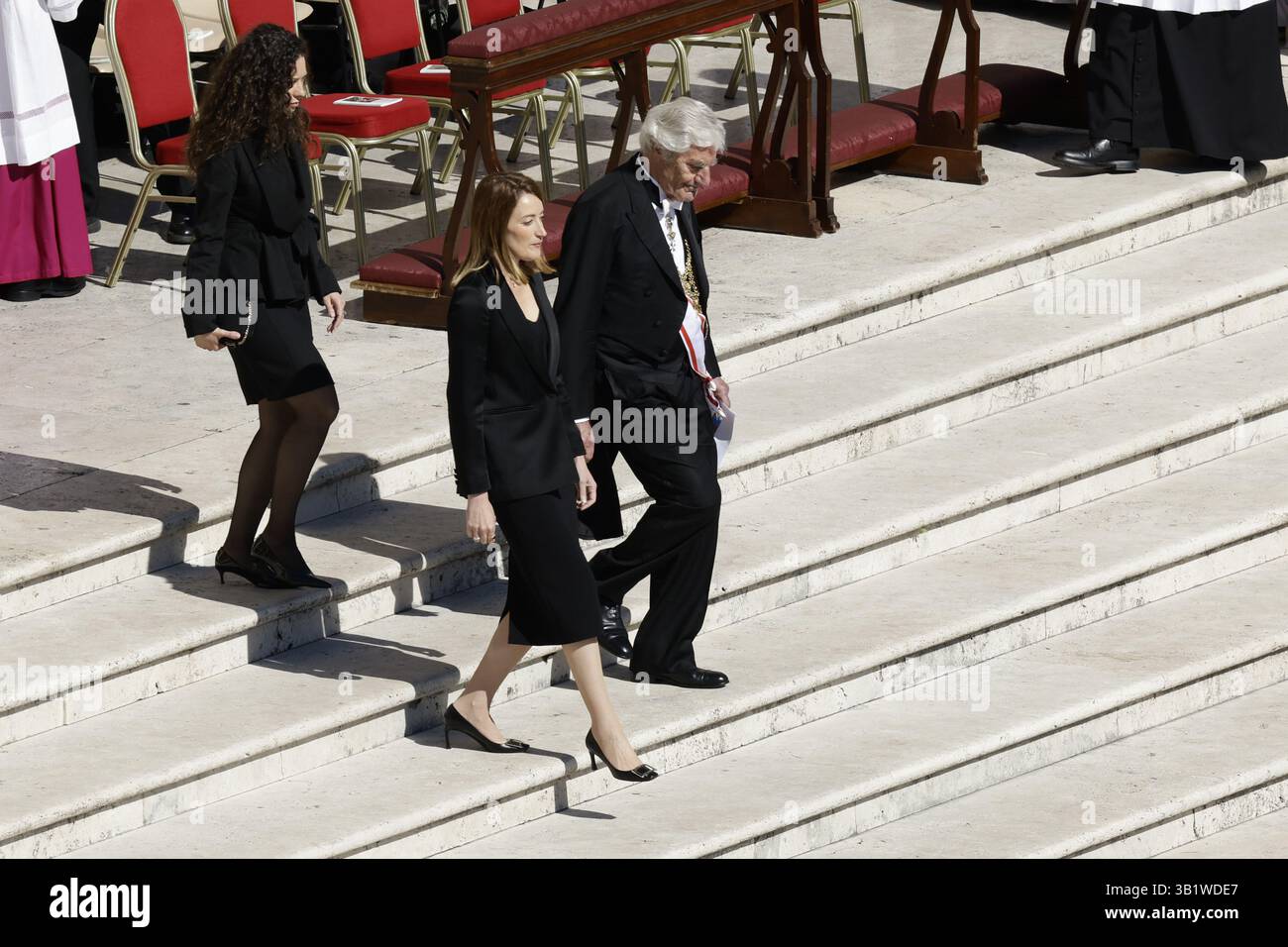 Rome, Italy. 26th Apr, 2025. Roberta Metsola, President of the European ...