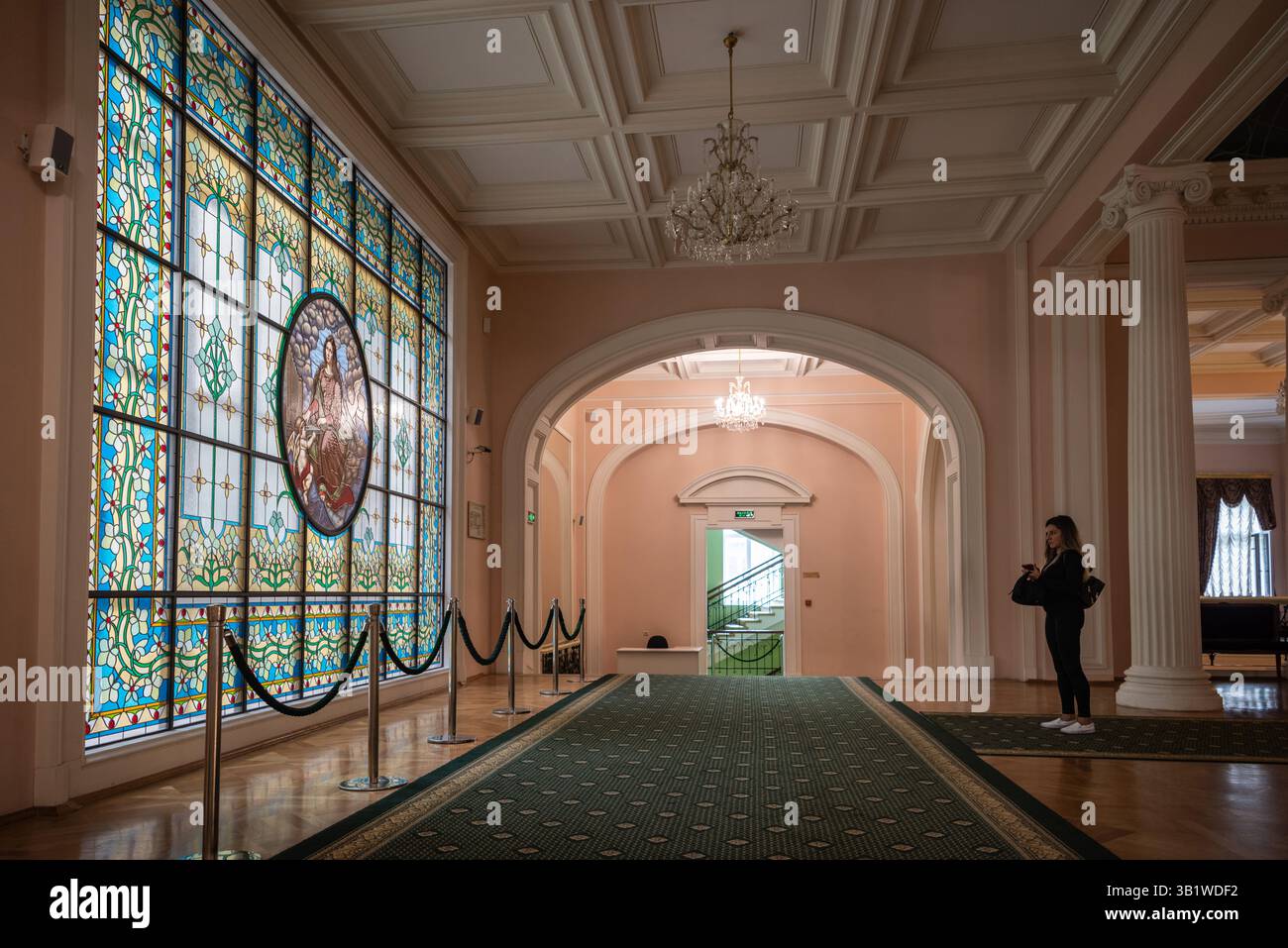 Moscow, Russia – July 10, 2018. Lobby of the Great Hall building of the ...
