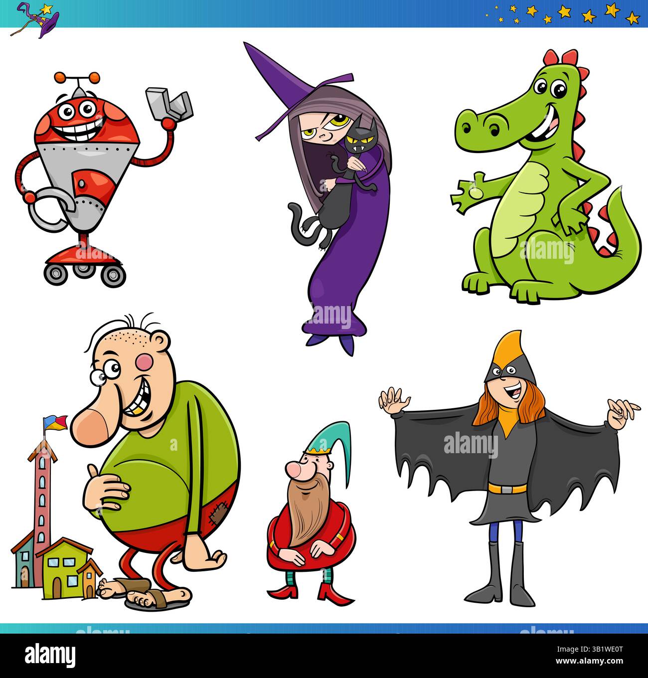 Cartoon illustrations of fantasy and fairy tale characters collection ...