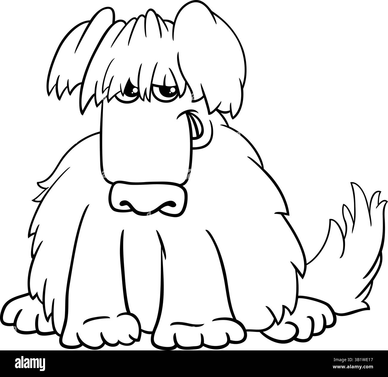 Cartoon illustration of funny beige shaggy dog animal character ...