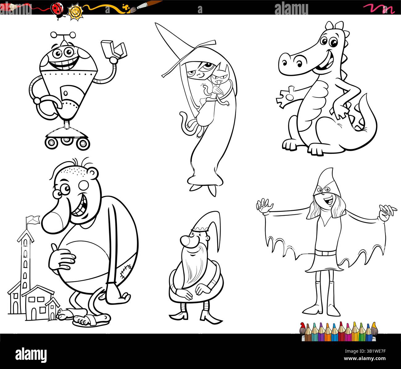Cartoon illustrations of fantasy and fairy tale characters collection ...
