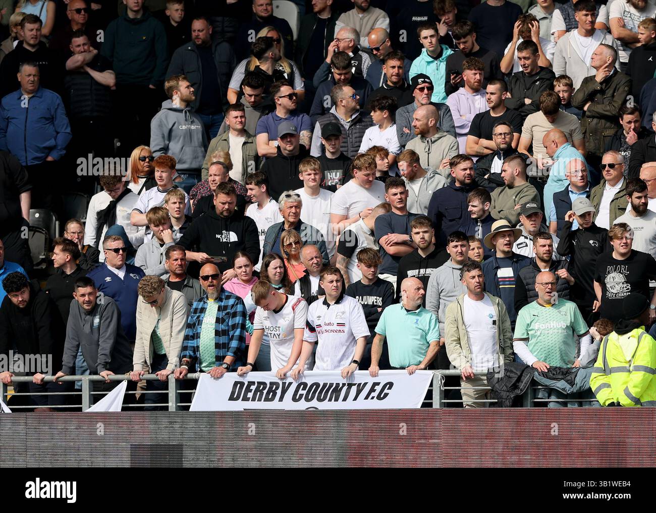 Derby fans during the Sky Bet Championship match at MKM Stadium, Hull ...