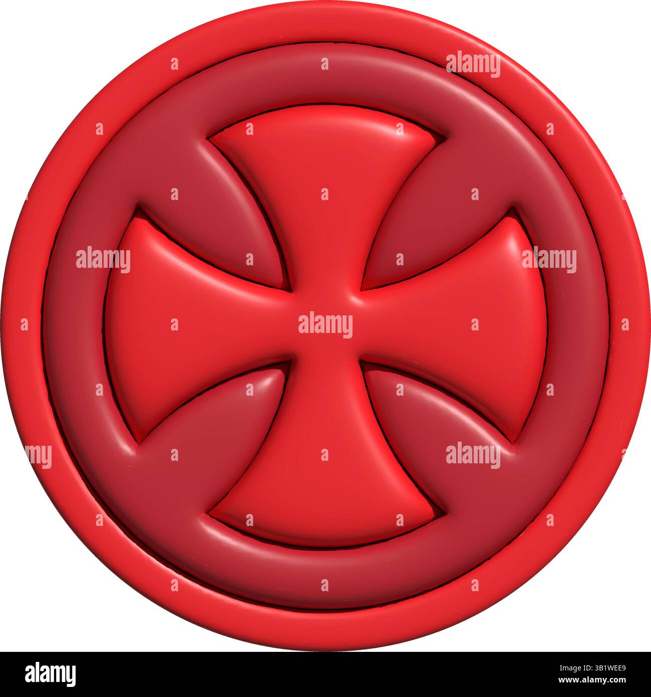 3d inflated red templar cross isolated. Vector illustration Stock ...