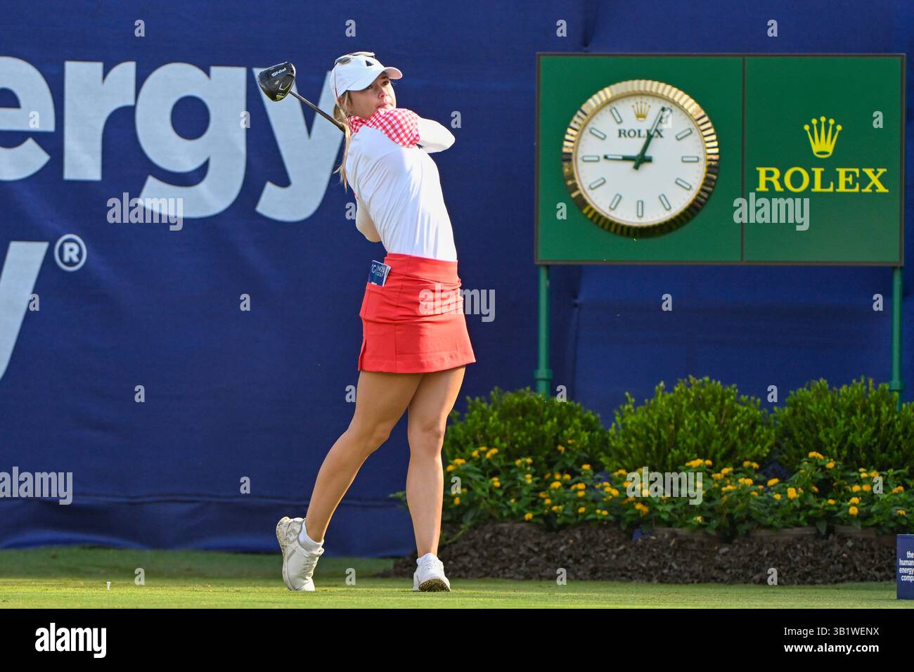 THE WOODLANDS, TX - APRIL 26: Brooke Matthews (USA) watches her tee ...