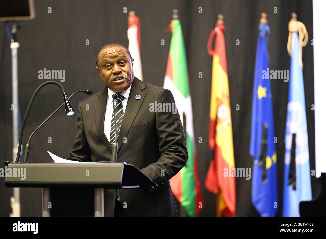 Religions for Peace Secretary General Francis Kuria speaks during the event 'A cry for peace, an ...