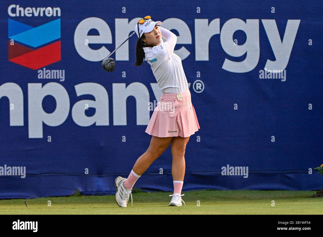 THE WOODLANDS, TX - APRIL 26: Ina Yoon (KOR) watches her tee shot on 1 ...