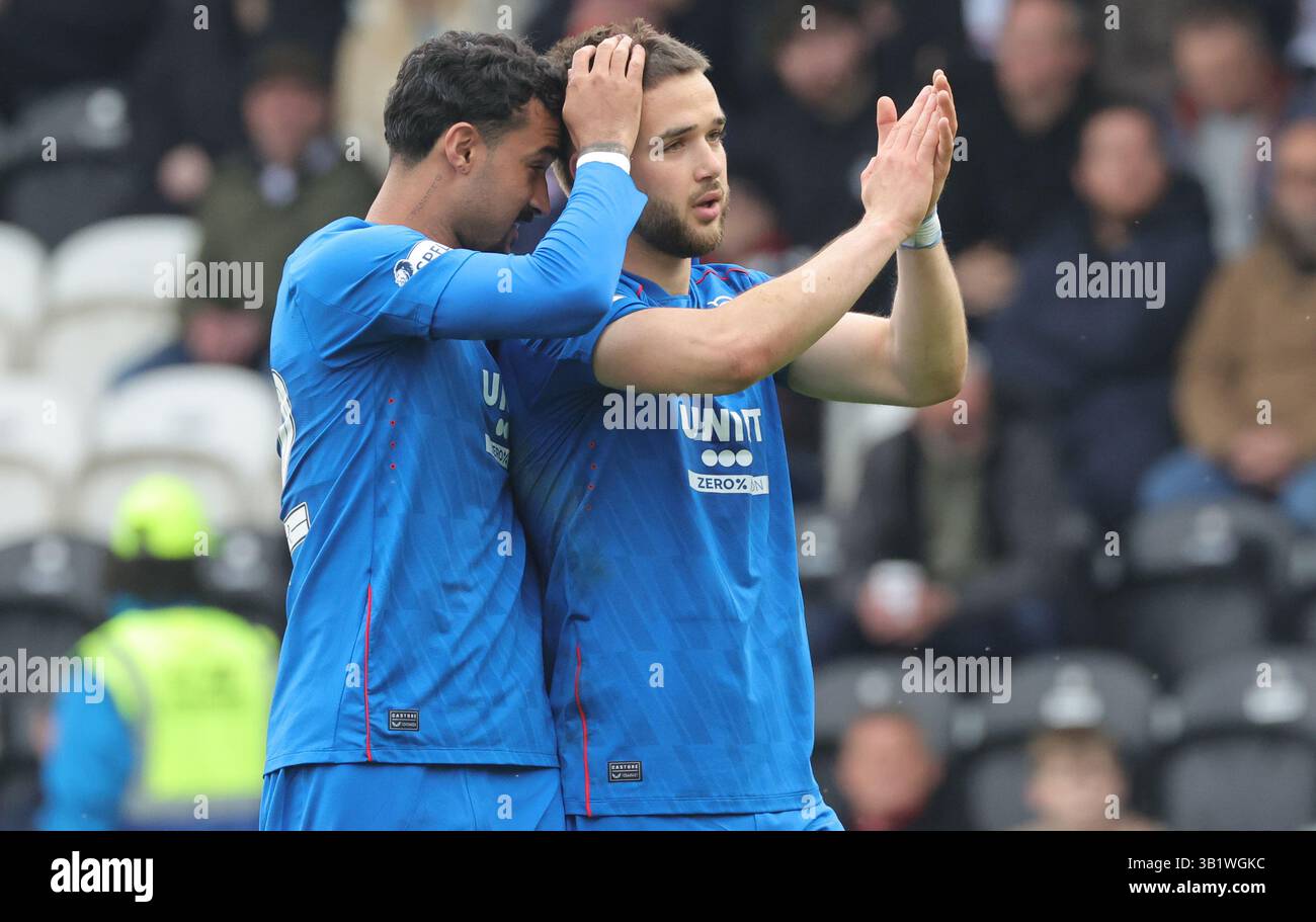 Rangers' Nicolas Raskin celebrates his teams second goal with Jefte ...