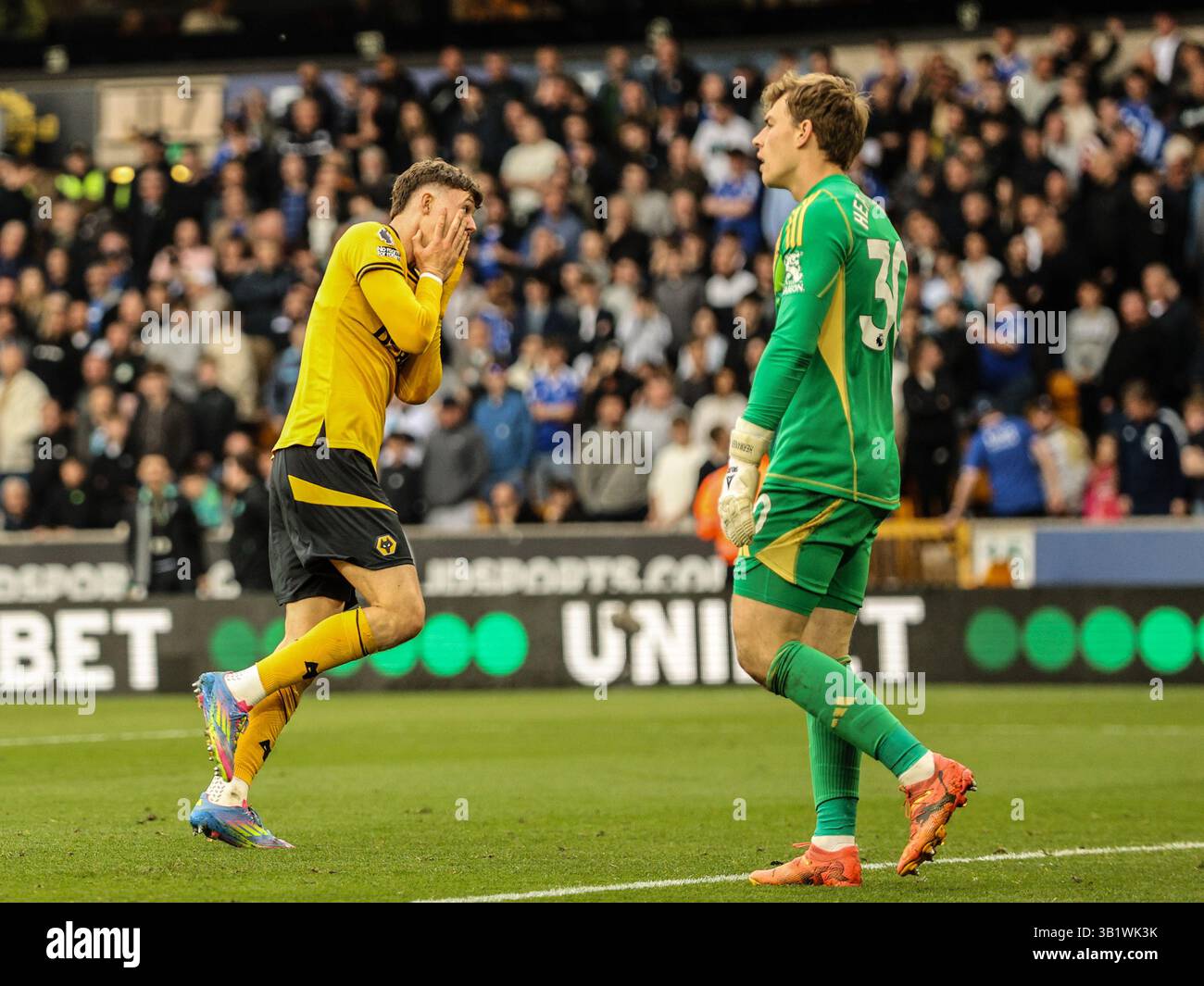 Wolverhampton, England, April 26th 2025: Jorgen Strand Larsen (9 Wolves ...