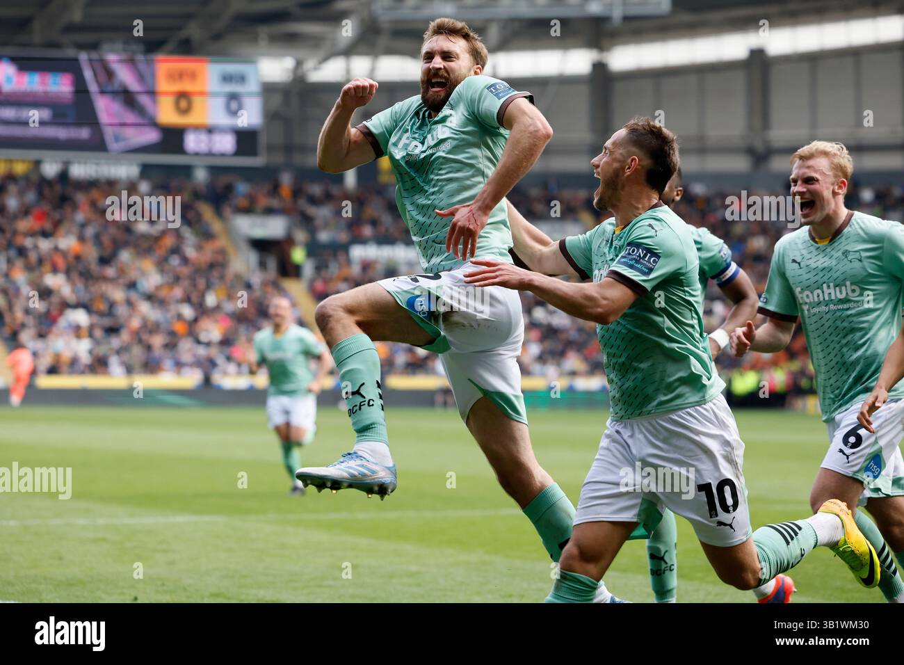 Derby County's Nathaniel Phillips celebrates after scoring during the ...